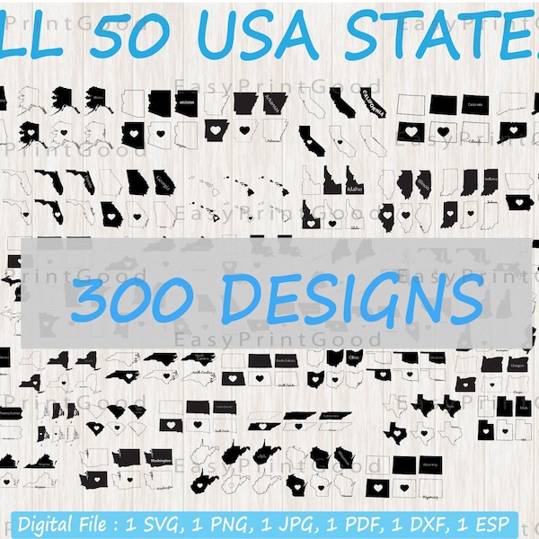 Die Cut States - Etsy