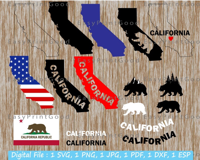 California Map SVG: State Clipart, Flag Silhouette (digital Download ...
