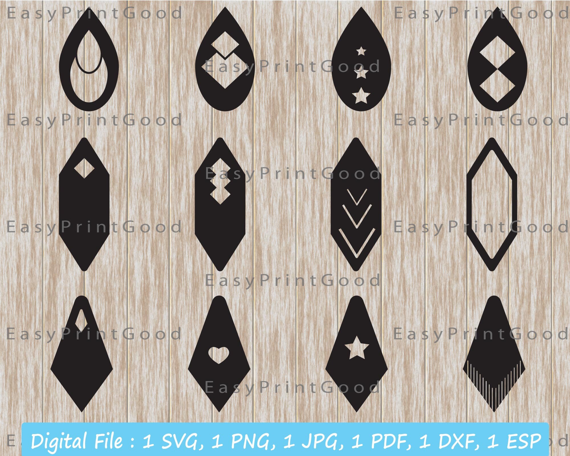 12 Earrings Svg Tear Drop Earrings Svg Earrings Clipart | Etsy