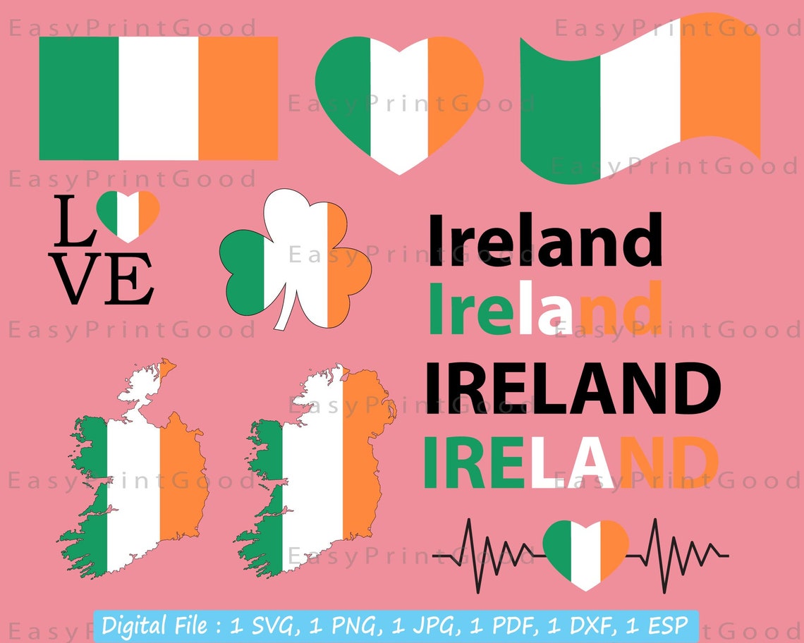 Republic of Ireland Map Flag Svg Ireland Flag Svg Country - Etsy