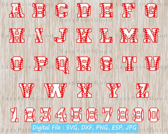 Baseball Letters & Numbers Svg Softball Font Svg Baseball | Etsy