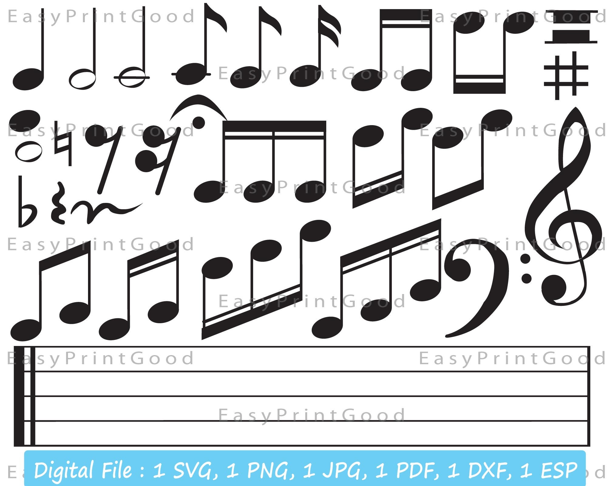 Music Svg Musical Notes Svg Music Notes Clipart Sheet Music | Etsy ...