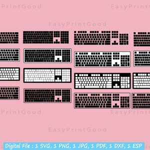 Computer Keyboard Svg Bundle, Push My Buttons QWERTY Keyboard, Keyboard ...