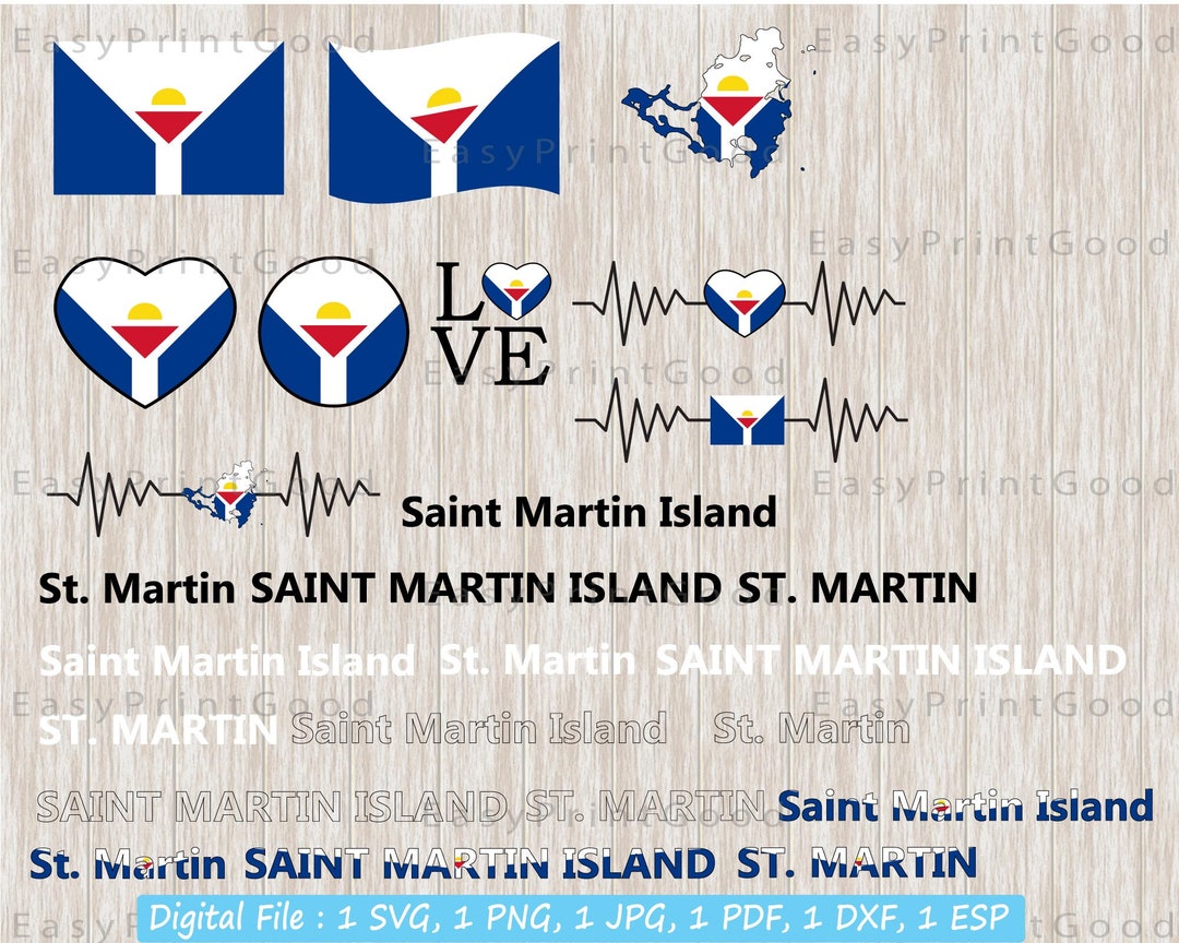 Saint Martin Island Flag Bundle Svg, St. Martin Flag, Caribbean ...