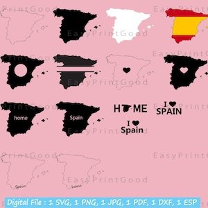 Spain Map SVG Bundle: Outline, Monogram Frame (digital Cut File) - Etsy