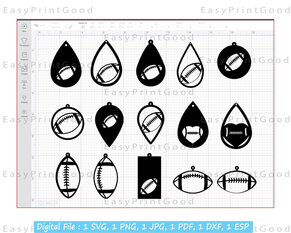 Football Earrings Template Svg Football Leather Earrings | Etsy