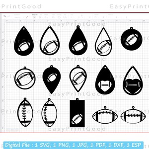 Football Earrings Template Svg, Football Leather Earrings, Leather ...