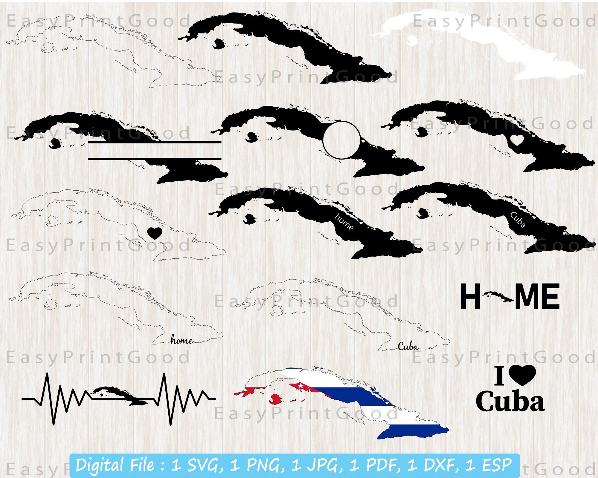 Cuba Map SVG Bundle: State Outline, Flag, Monogram (cut File) - Etsy