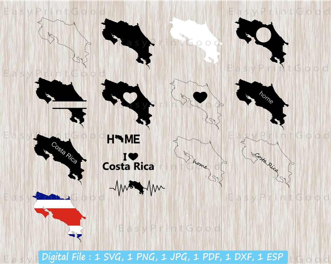 Costa Rica Map Svg Bundle, Costa Rica Map Flag, Costa Rica Clipart ...