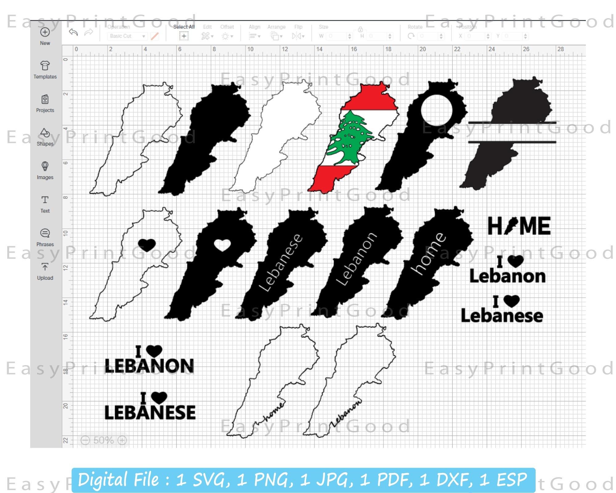 Lebanon Map SVG Bundle: Lebanese Outline, Home, Love (digital Download ...