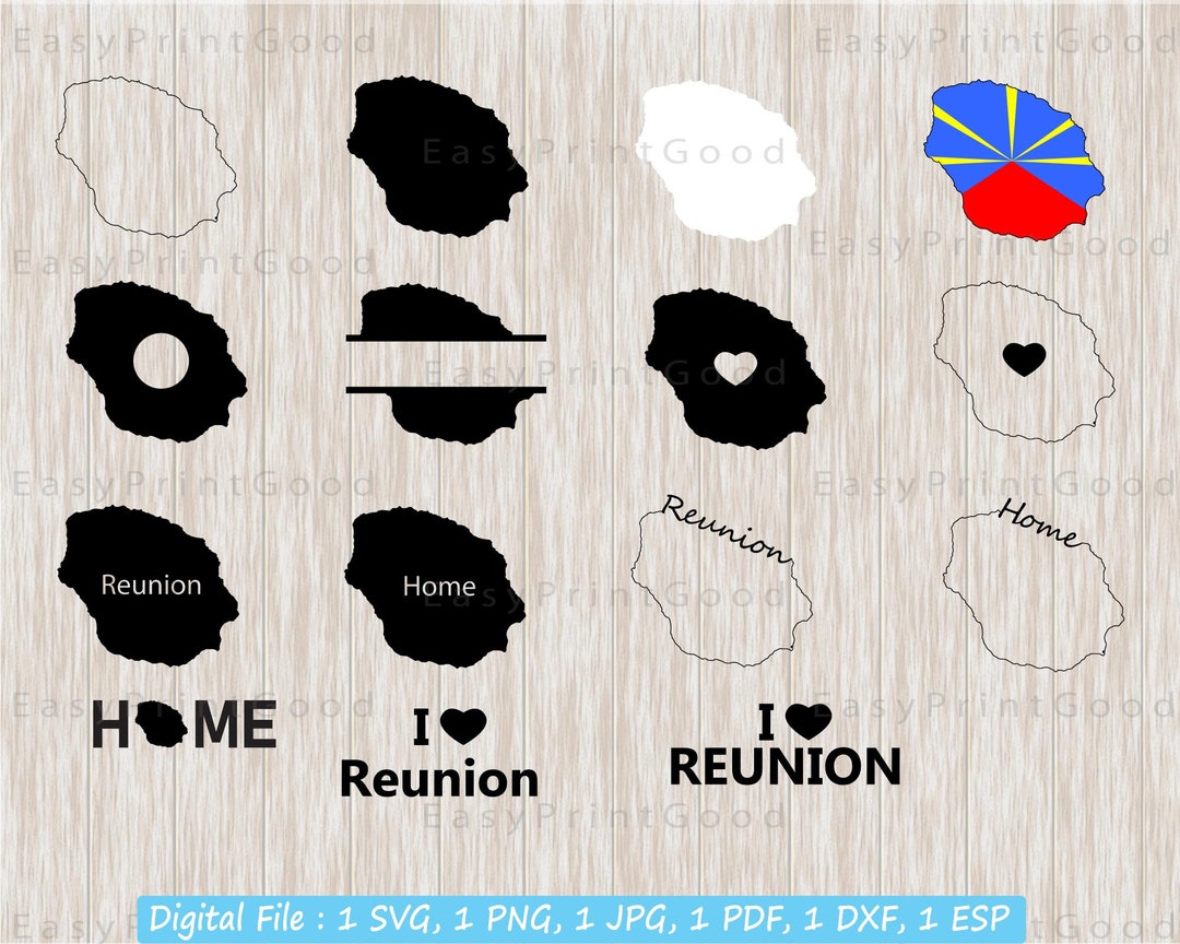 Reunion Map SVG Bundle: La Reunion Clipart, Monogram Frame (digital ...