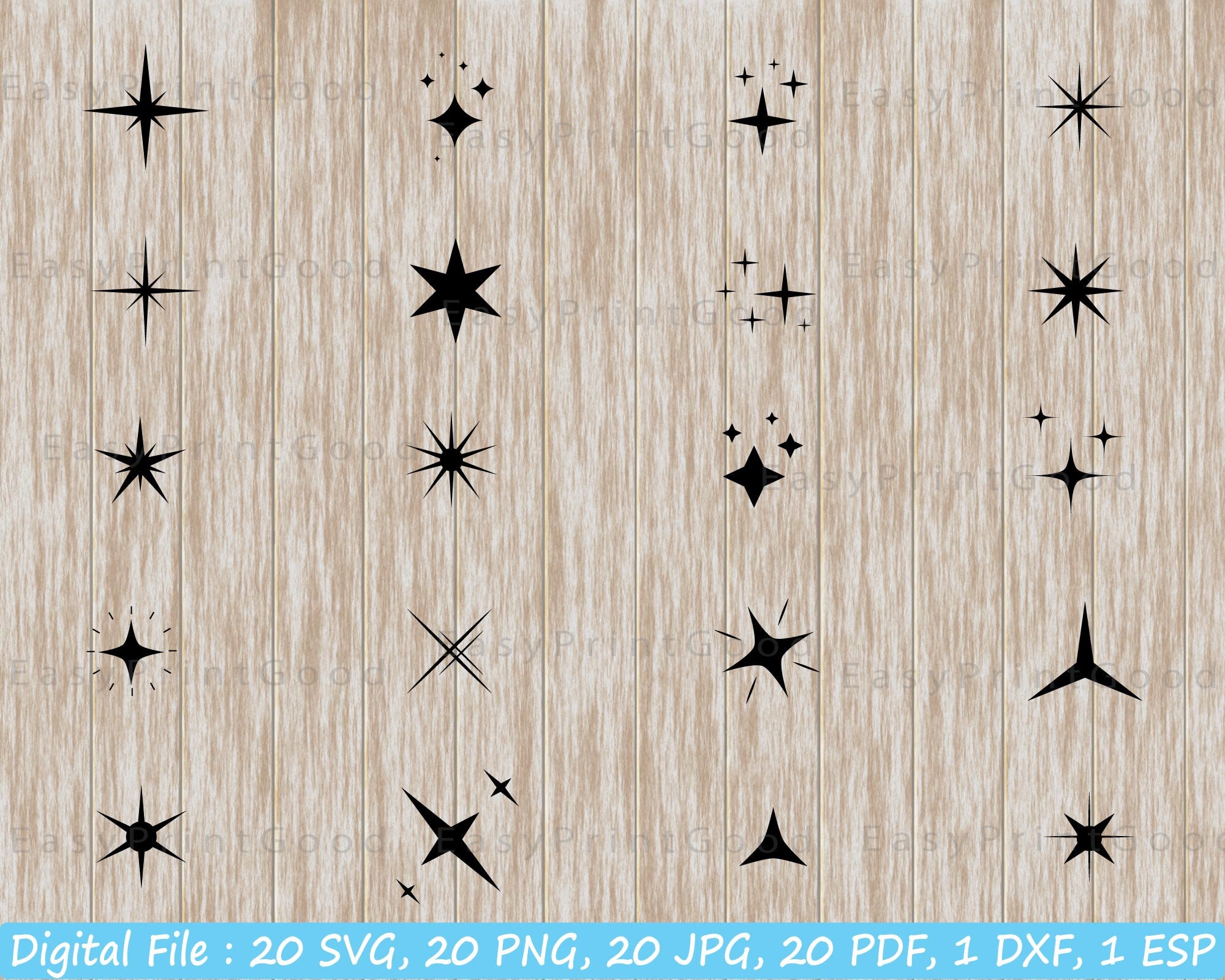 20 estrellas de chispa brillo Svg estrellas brillantes | Etsy