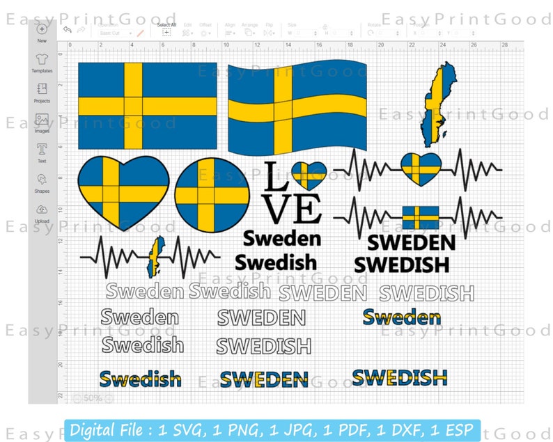 Sweden Flag Bundle Svg Sweden National Flag Svg Love | Etsy