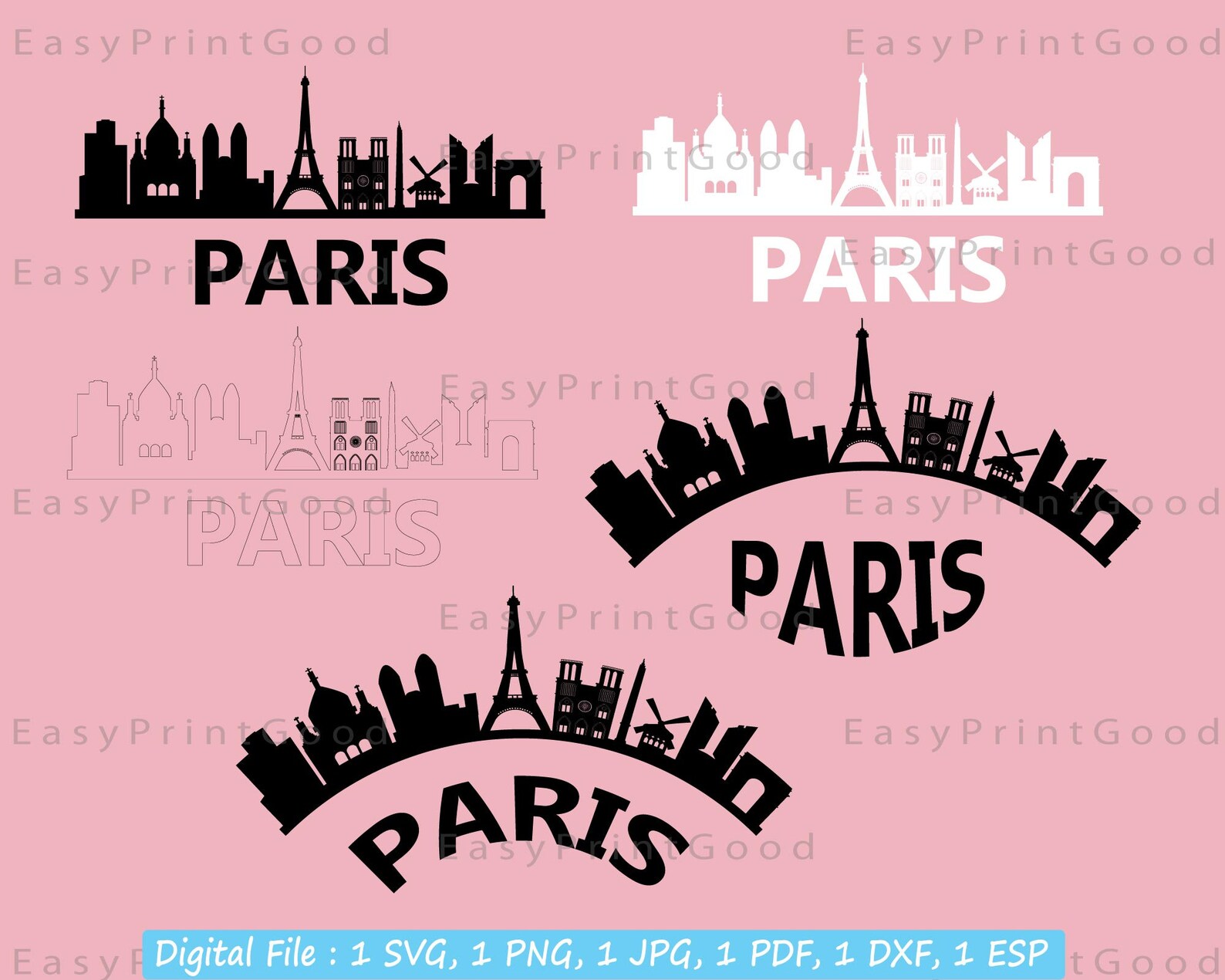 Paris Svg Paris Svg Skyline France Svg Cityscape Horizon - Etsy