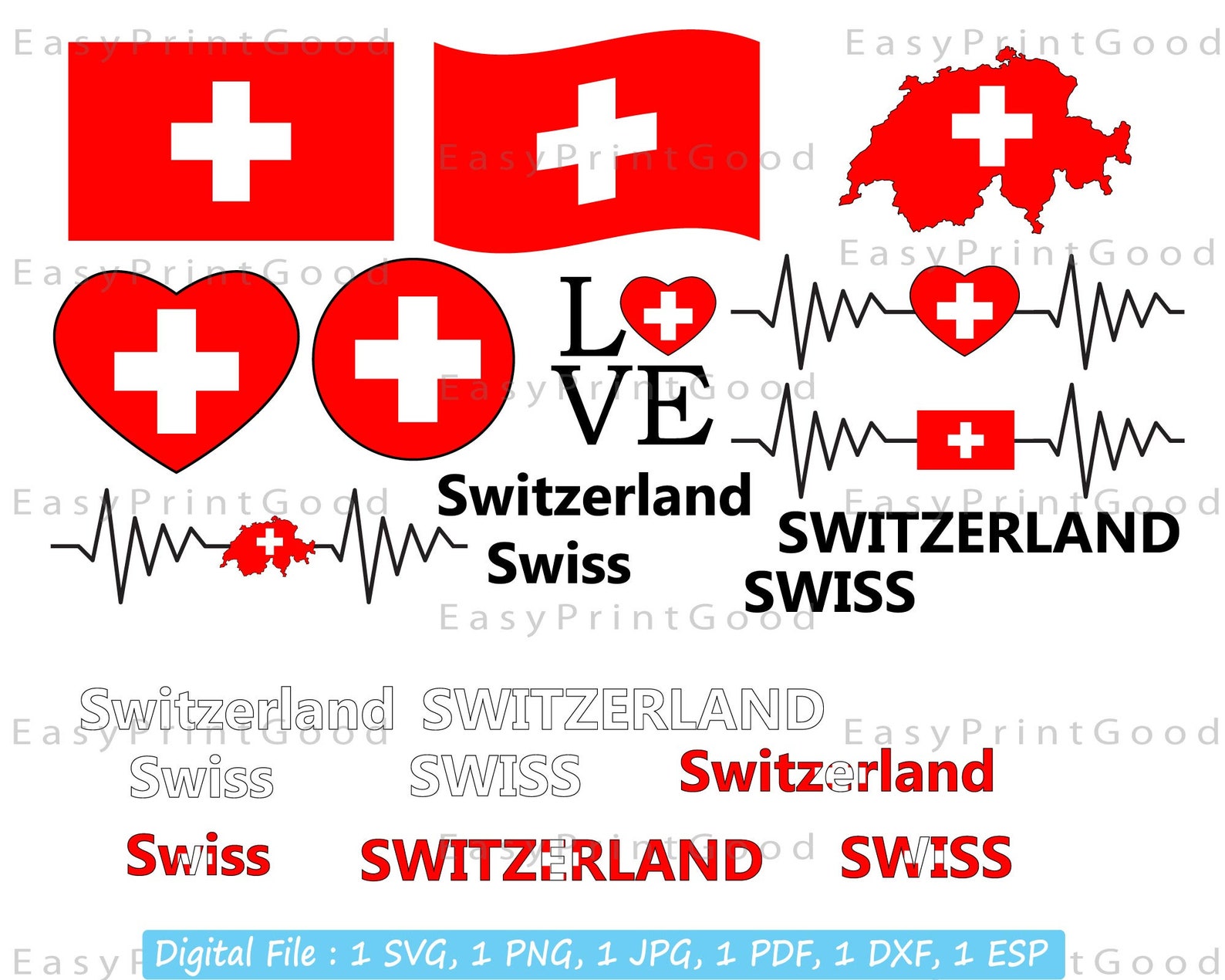 Switzerland Flag Bundle Svg Swiss Svg Love Switzerland - Etsy