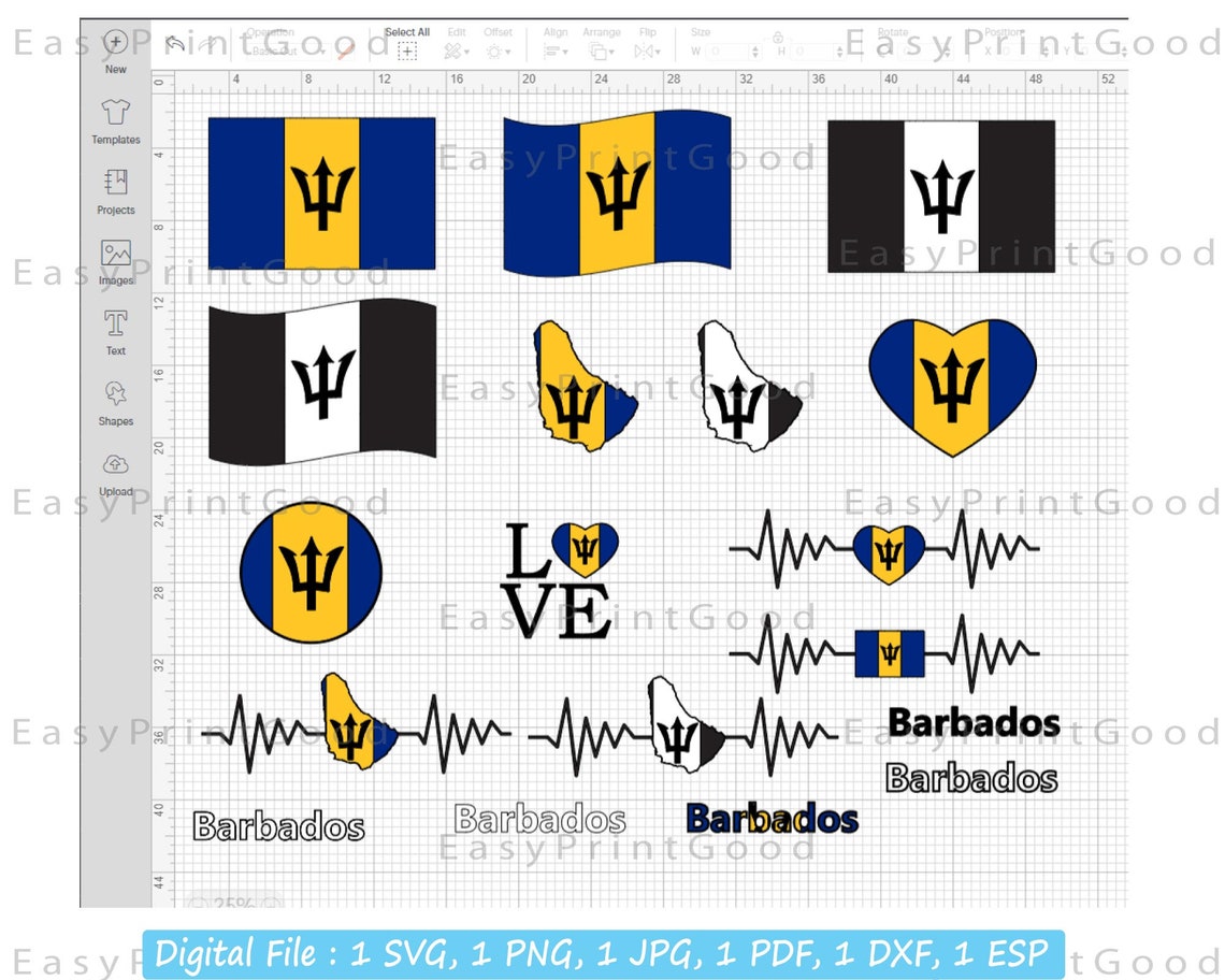 Barbados Flag SVG Bundle: Map, Heart, Waving (cut File) - Etsy
