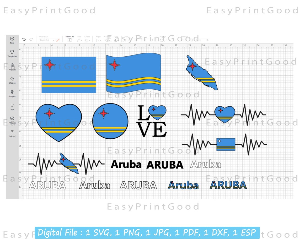 Aruba Flag SVG Bundle: Island Map, Heart, Clipart (digital Download) - Etsy