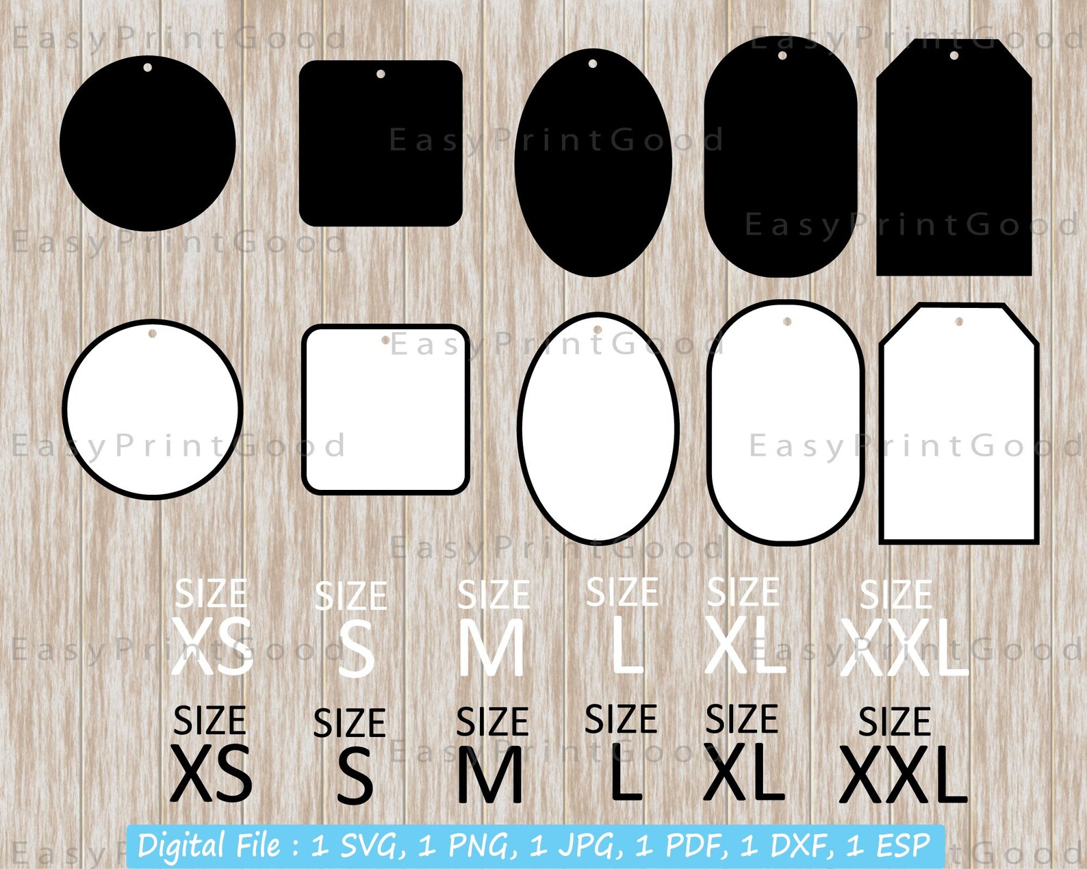 Tags Svg Bundle Size Label Svg XS S M L XL XXL Size - Etsy