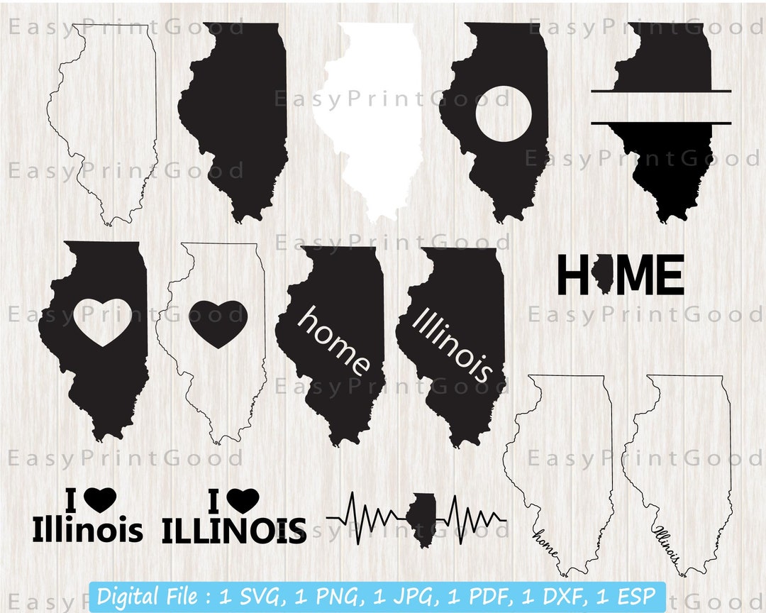 Illinois Svg Bundle, Illinois State, Illinois Clipart, Illinois Outline ...