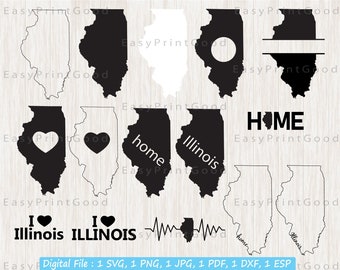 Illinois State Outline Svg - Etsy