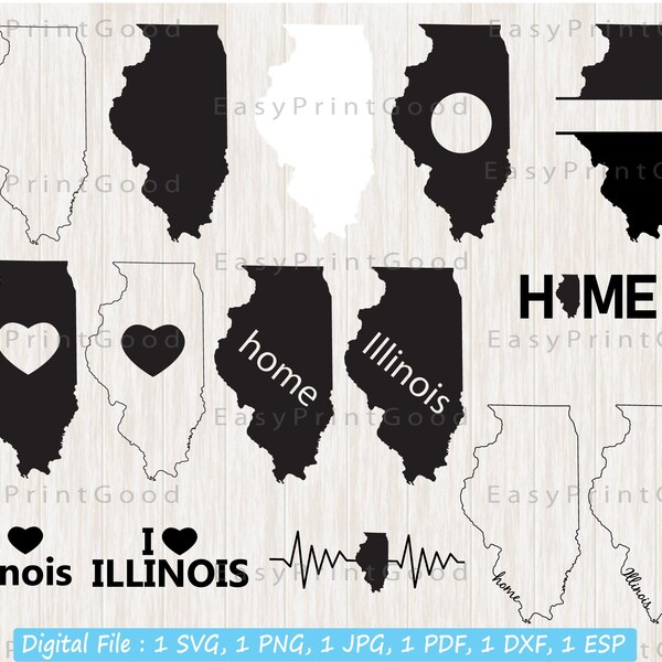 Illinois Outline Clipart - Etsy