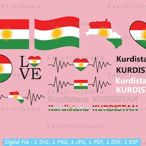 Kurdistan Flag Bundle Svg, Kurd Kurdistani Banner, Love Kurdistan ...
