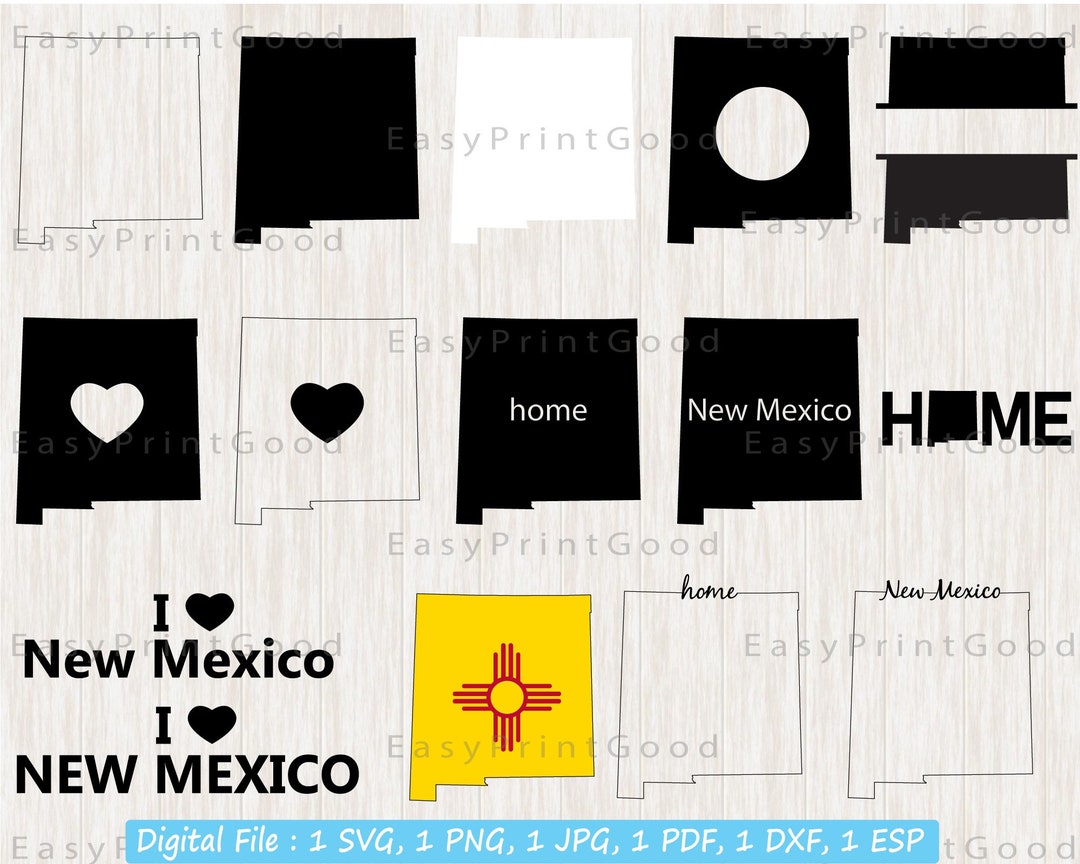 New Mexico Svg Bundle, New Mexico State Outline, New Mexico Flag, New ...