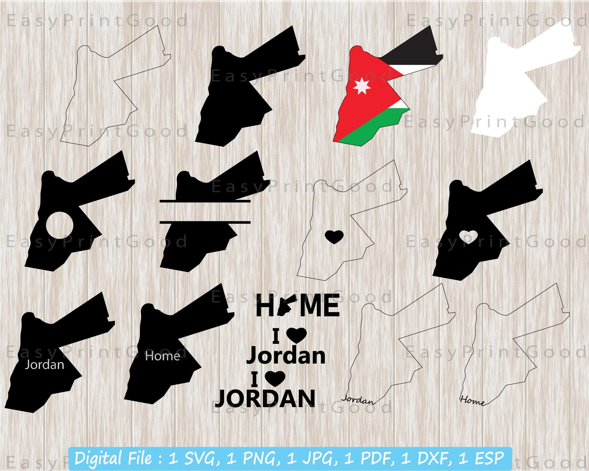 Jordan Map Svg Bundle Jordan Map Flag Svg Jordan Clipart - Etsy México