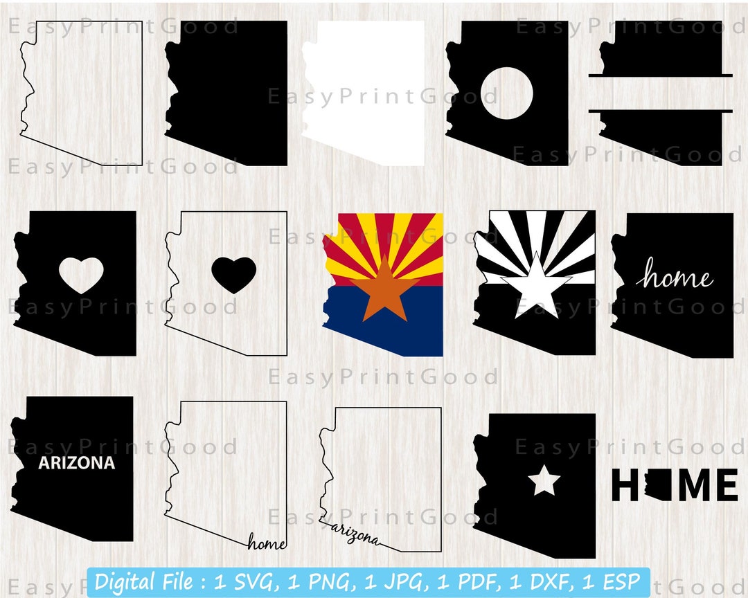 Arizona State SVG Bundle: Map, Flag, Outline, Monogram (cut File) - Etsy