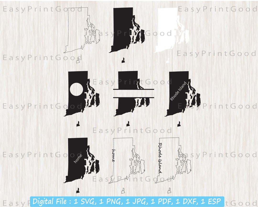 Rhode Island State SVG Bundle, Rhode Island Outline, Rhode Island Map ...