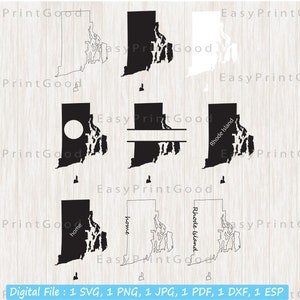 Rhode Island State SVG Bundle, Rhode Island Outline, Rhode Island Map ...
