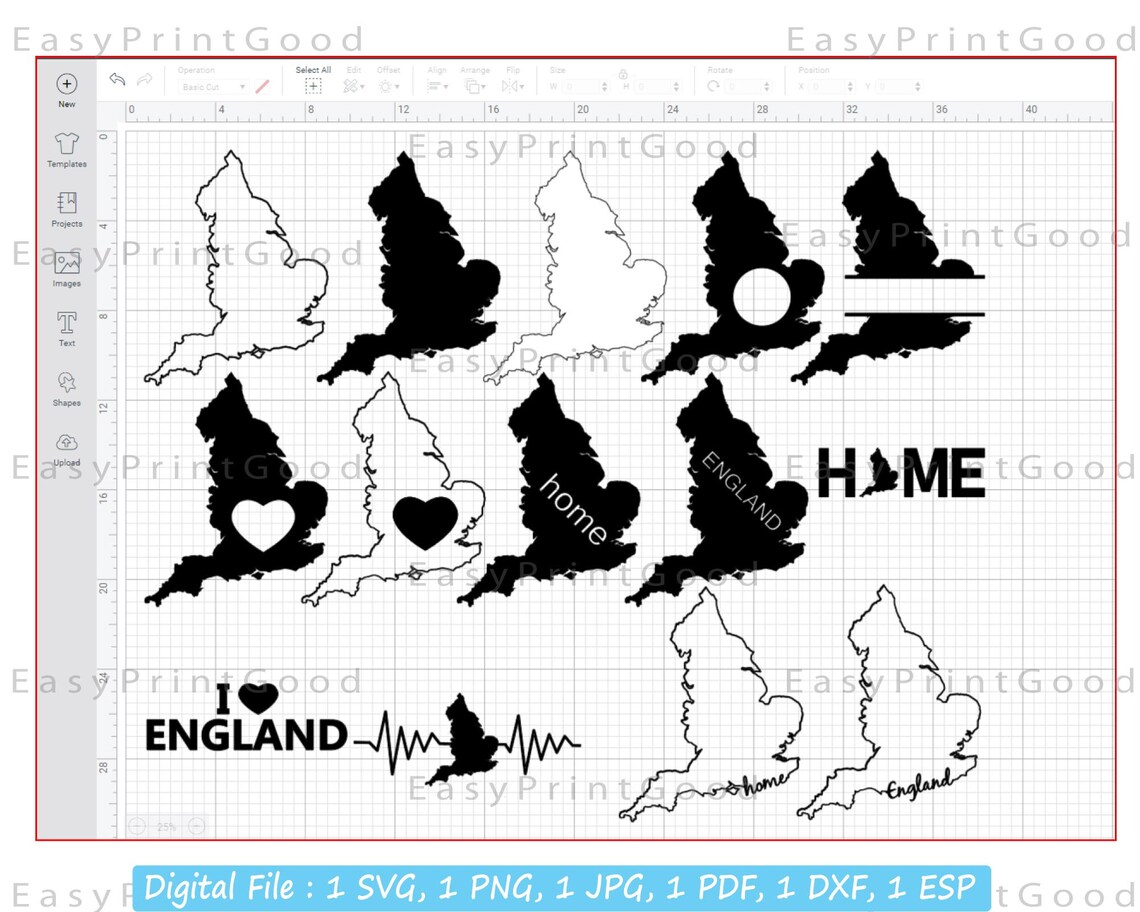 England Svg Bundle England State Svg England Outline | Etsy