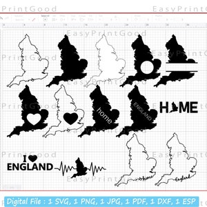 England Svg Bundle, England State Svg, England Outline, England Map ...
