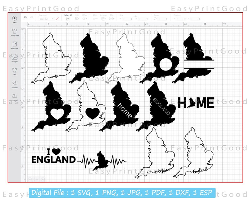 England Svg Bundle England State Svg England Outline | Etsy