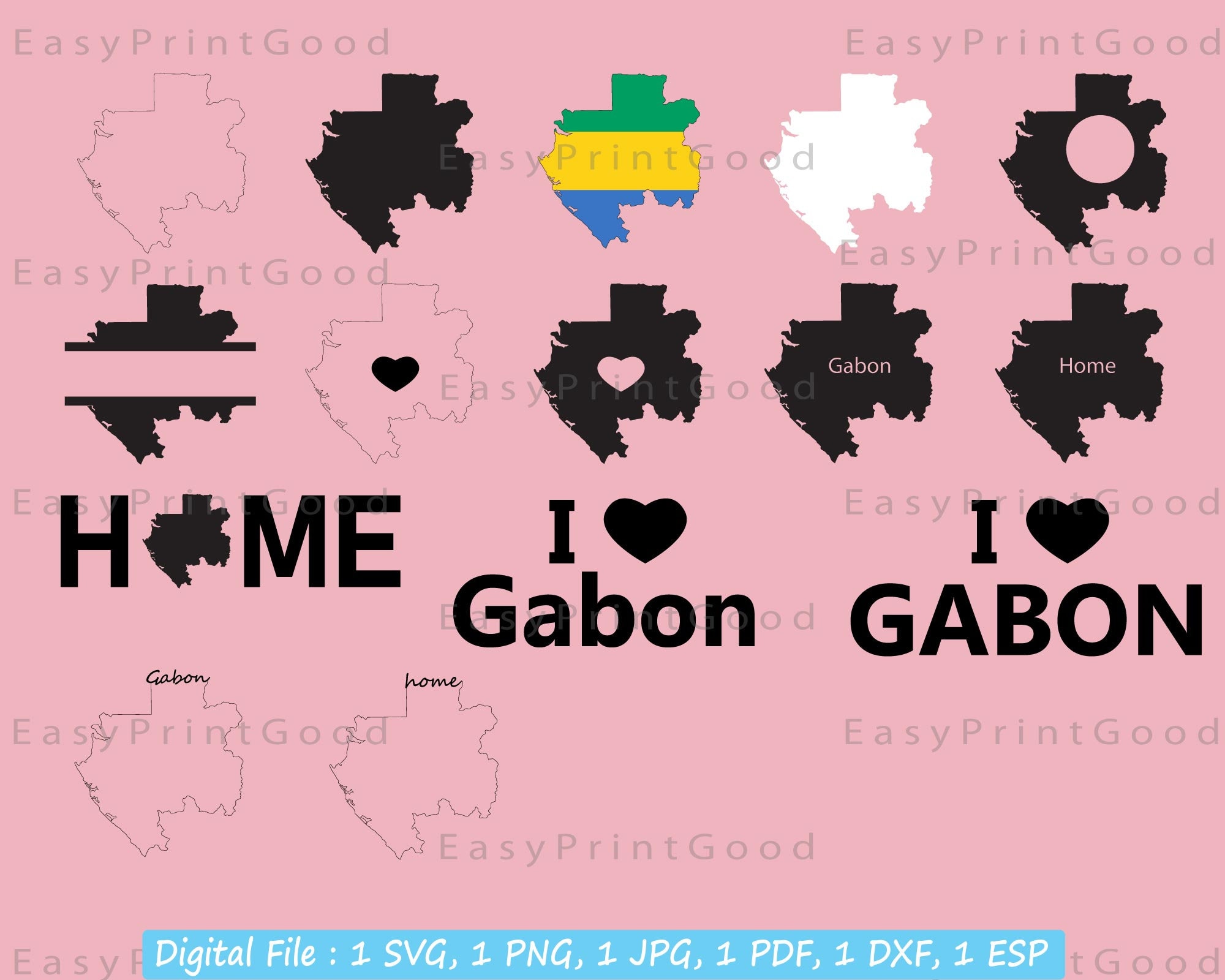 Gabon National Map Svg Bundle Gabon Map Flag Gabon Clipart - Etsy