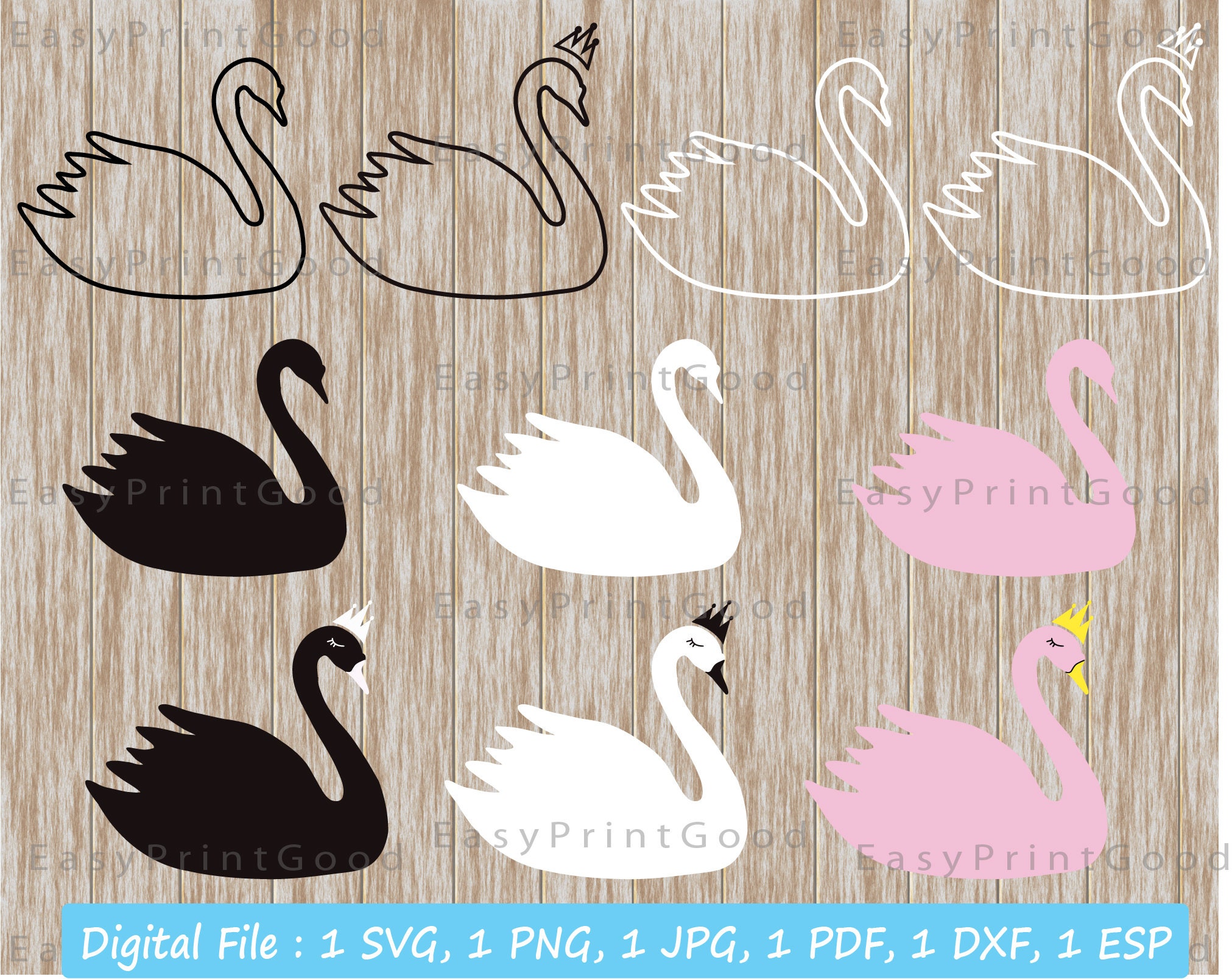 Swan Svg Love Symbol Print Svg Download Black Swan Print Svg/Png/Dxf ...