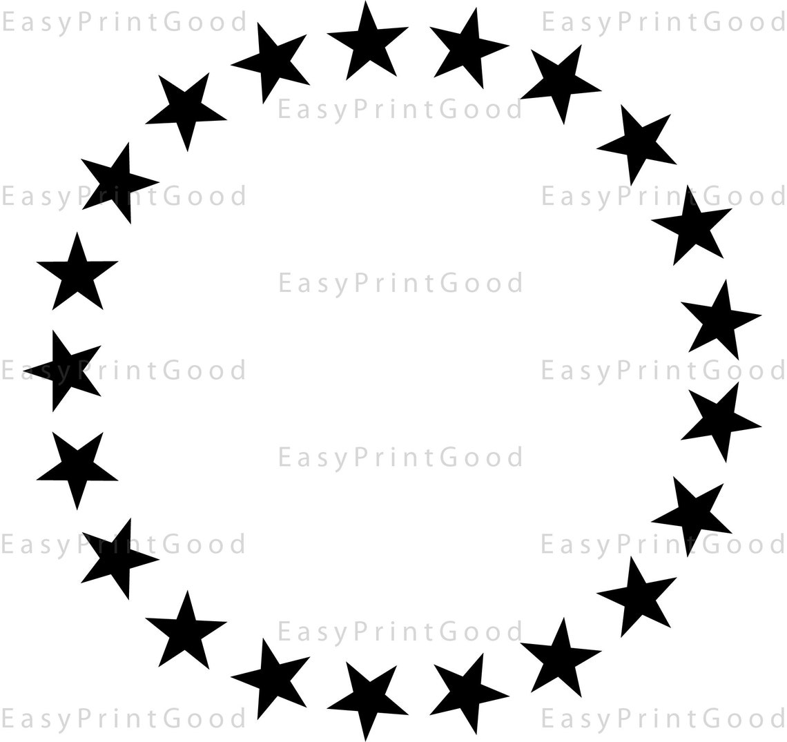 Star Monogram Frame Circle Frame Clipart Frame Sign Digital | Etsy