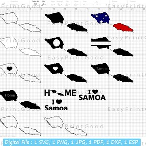Map of Samoa Svg Bundle, Samoa Map, Samoa Monogram Frame, Samoa Outline ...