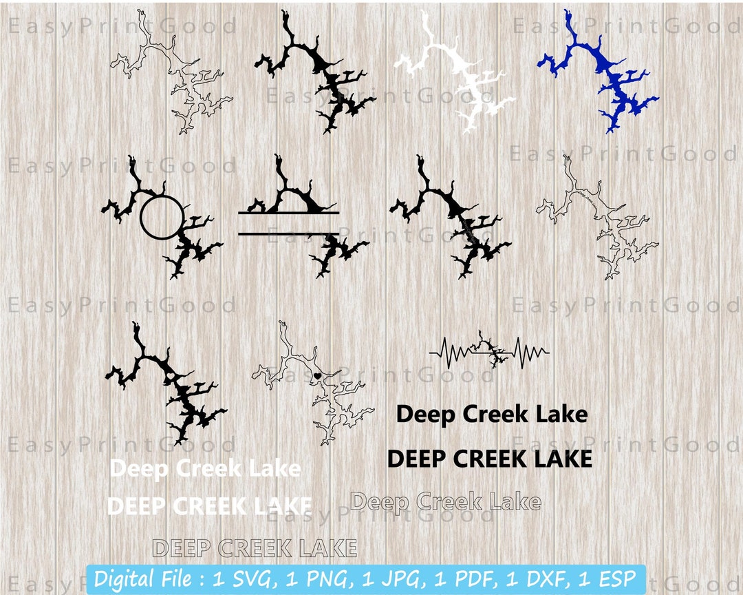 Deep Creek Lake Svg, Deep Creek Lake Outline, Love, Clipart, Monogram ...
