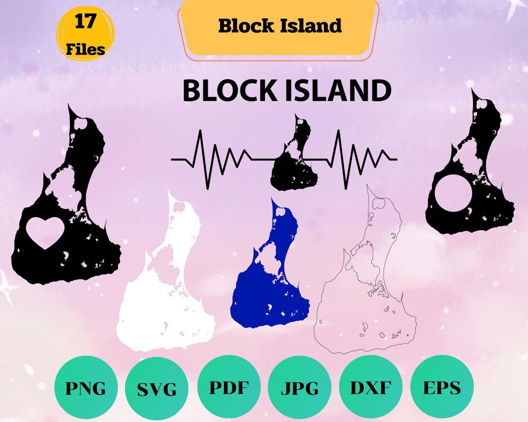 Block Island Map SVG Bundle: Rhode Island Outline Clipart (digital ...