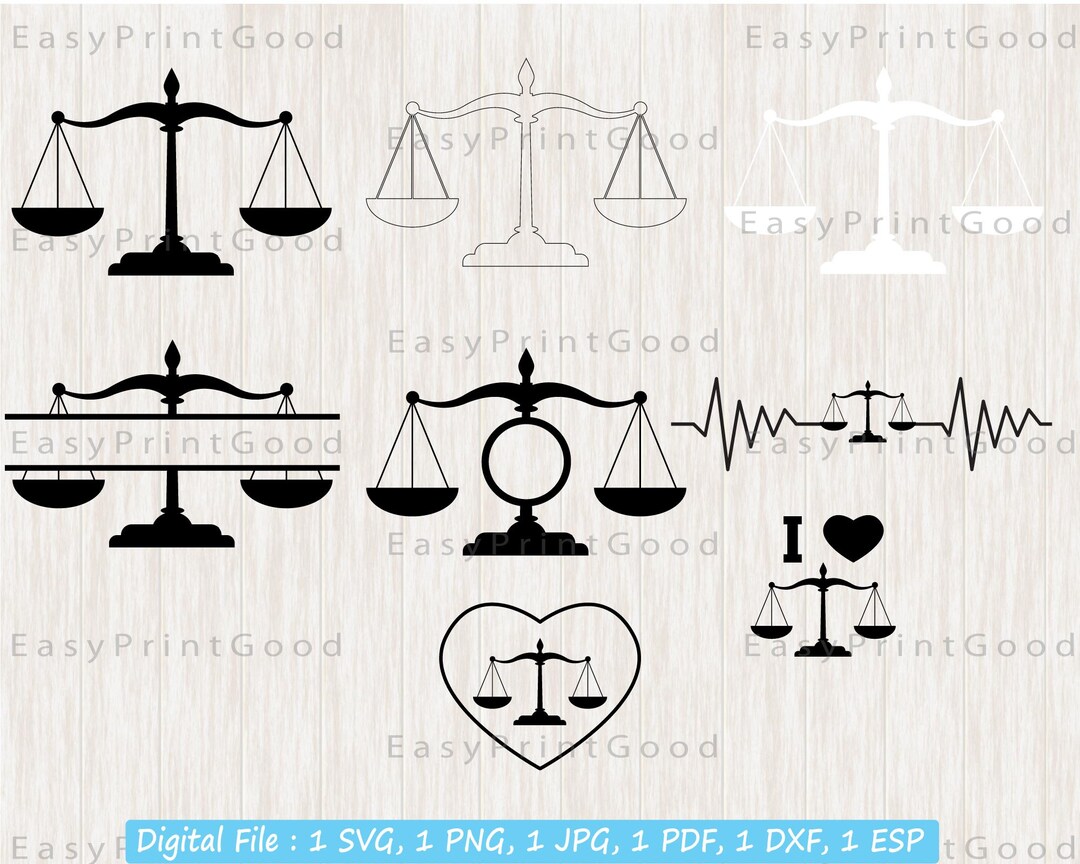 Justice Svg Bundle, Justice Scales Split Monogram, Law Scales Name ...