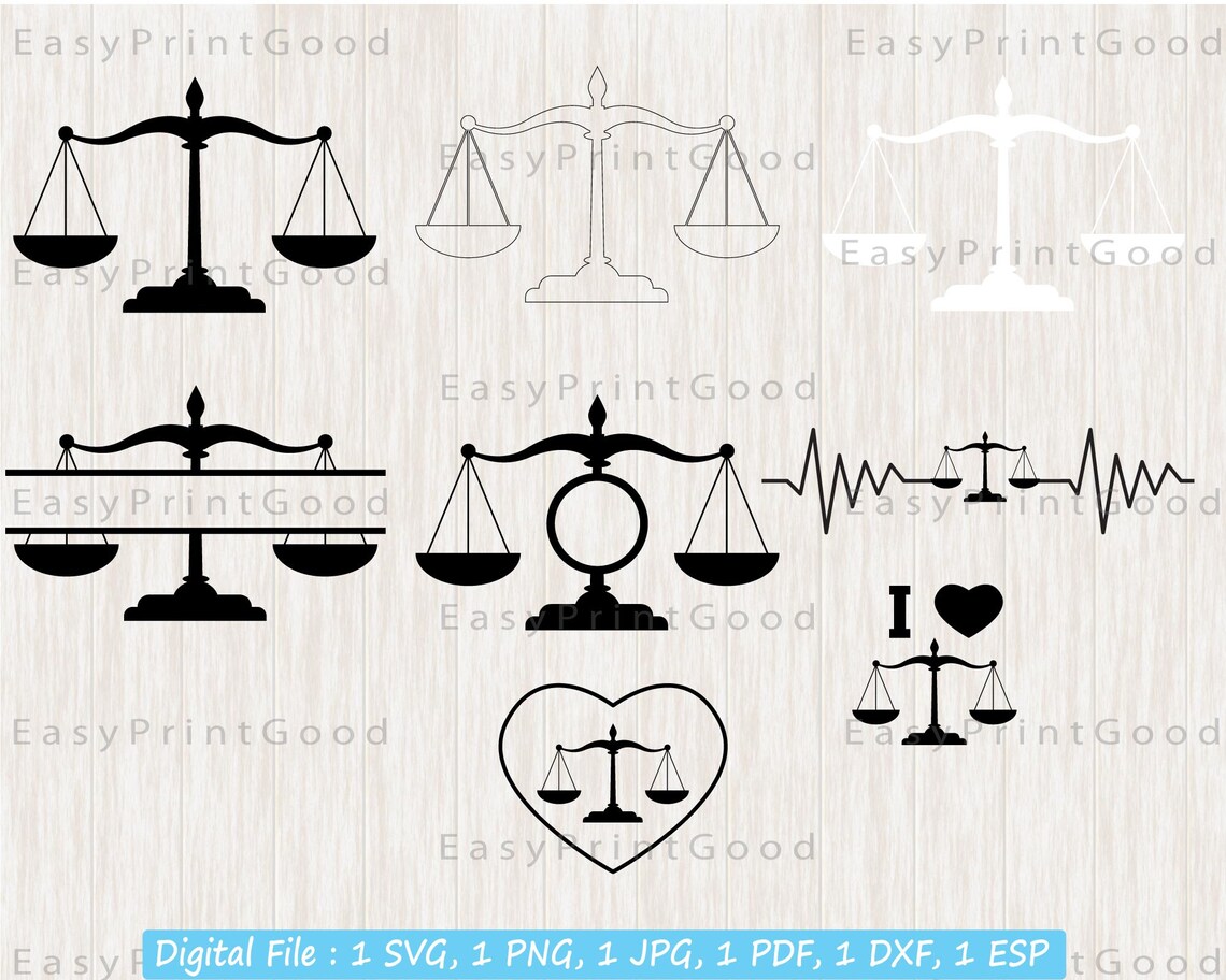 Justice Scales SVG Bundle: Lawyer Monogram, Law Cut File (digital ...