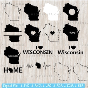 Wisconsin Svg Bundle, 15 Wisconsin State Svg, Wisconsin Clipart ...