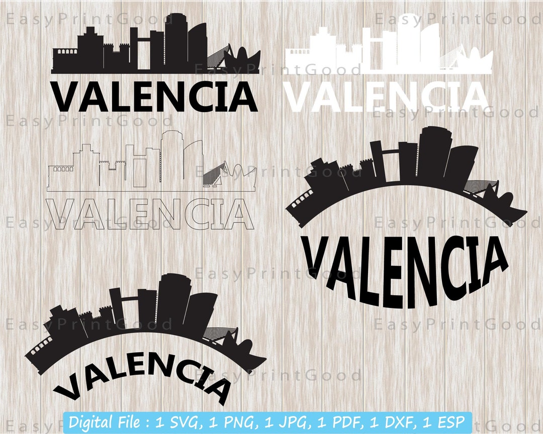 Valencia Skyline SVG: Cityscape Silhouette Cut File (digital Download ...