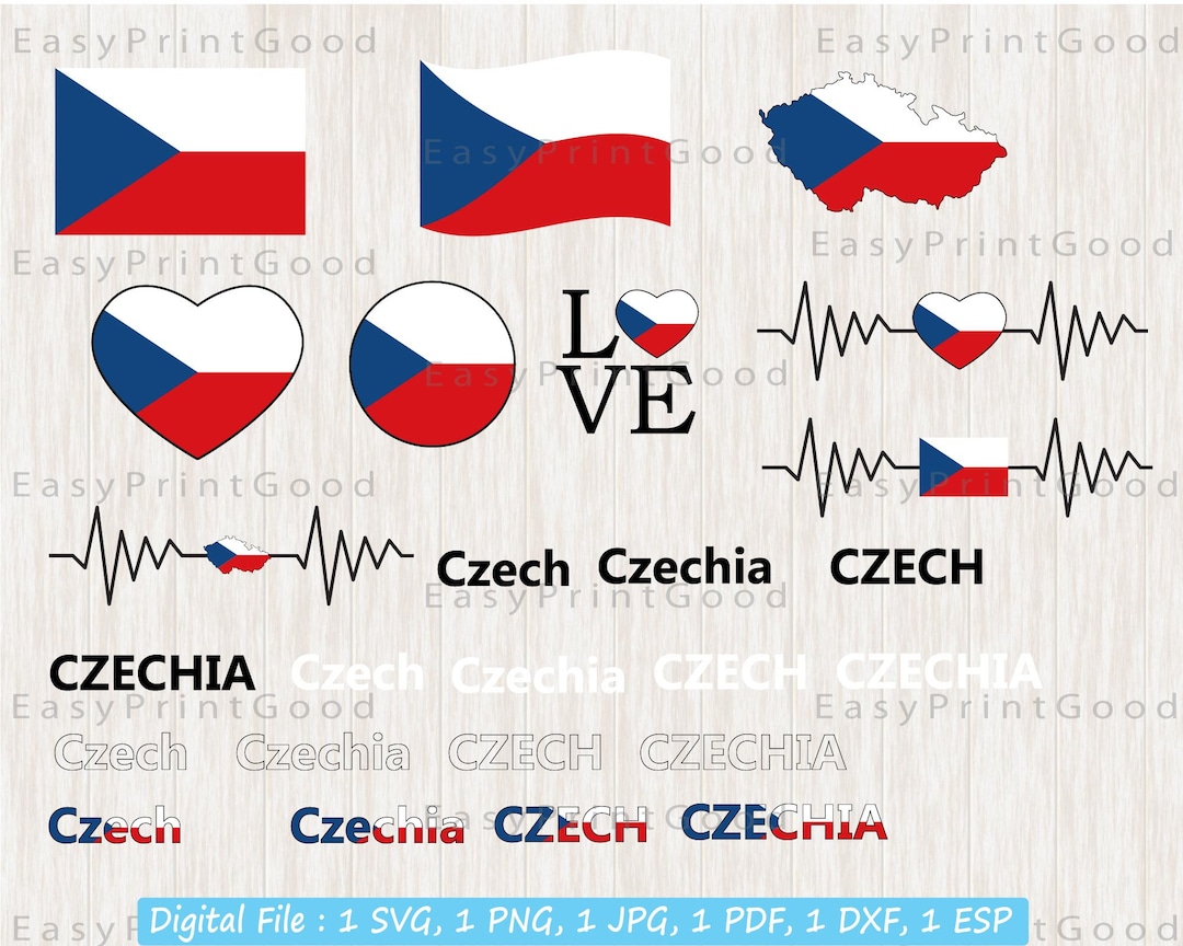 Czeah Flag Bundle Svg, Czeahia Clip Art, Czech Republic Flag Svg, Love ...