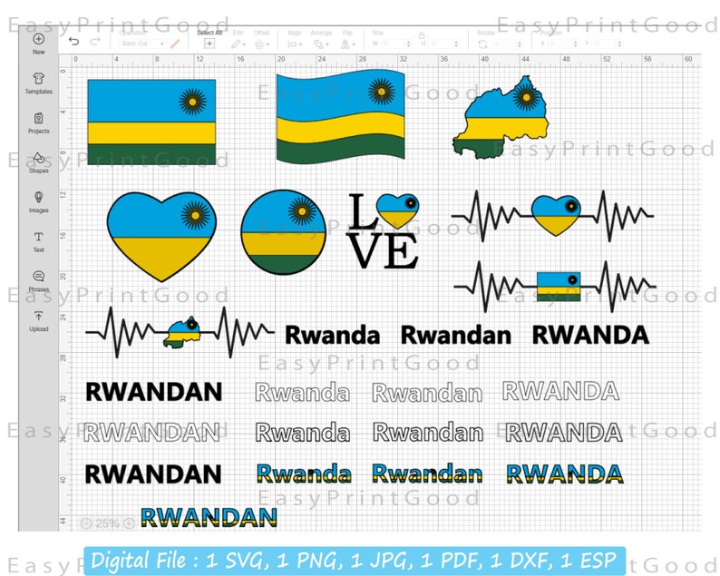 Rwanda Flag Bundle Svg Rwandan Flag Love Rwanda Waving | Etsy