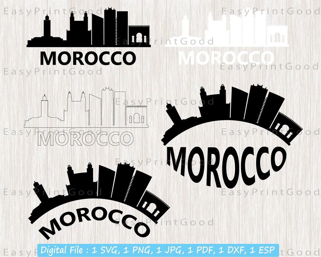 Morocco Skyline SVG: Casablanca Cityscape Silhouette (digital Download ...