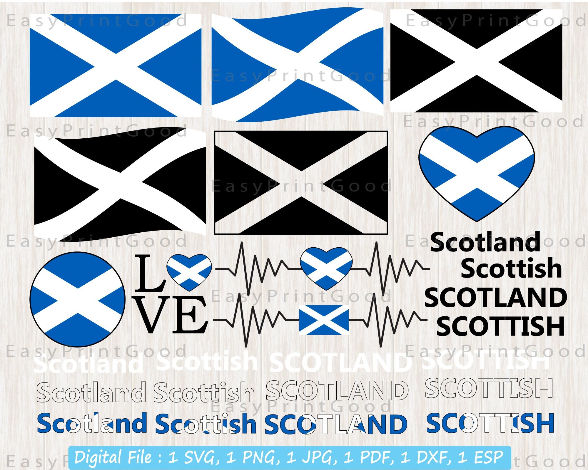 Scotland Flag Bundle Svg Scotland National Flag Scottish | Etsy