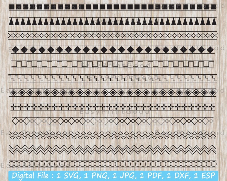12 Patterned Borders Svg Border Zig Zag Svg Patterned Borders | Etsy