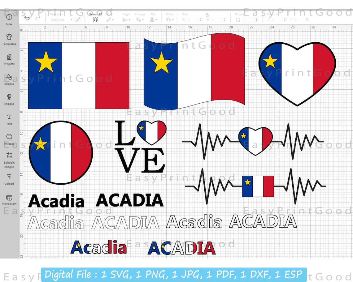 Acadia Flag SVG Bundle: Acadian National Symbols (digital Download ...
